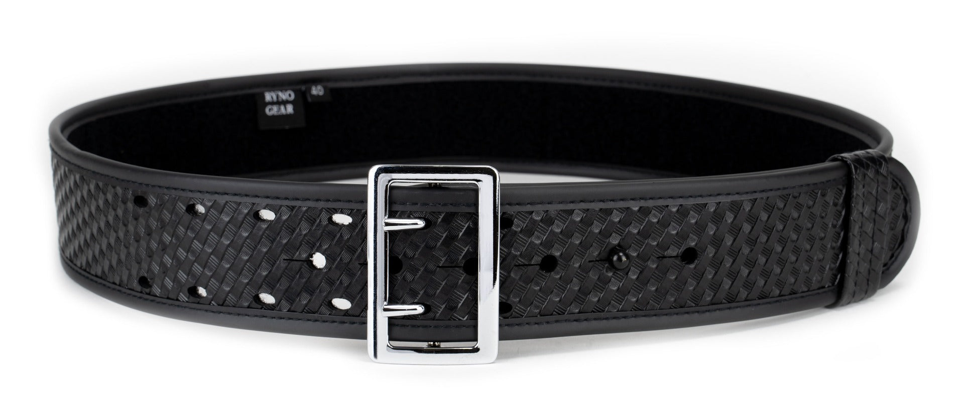 2.25" Basket Weave Synthetic Leather Duty Belt - Nickel Buckle ...